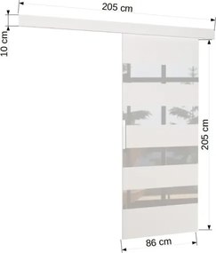 Posuvné nástěnné dveře MILOU 86 sonoma – černý Lacobel