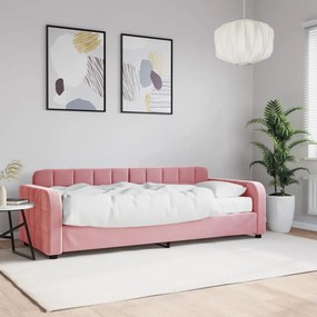 Válenda s matrací růžová 80 x 200 cm samet 3196901