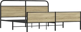 Kovový rám postele bez matrace dub sonoma 200 x 200 cm 3318698
