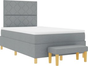 Postel s boxspringem s čelo Světle šedá 190 x 120 cm textil 3344359