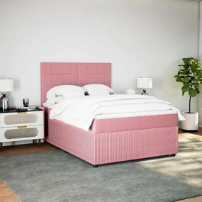 Box spring postel s matrací růžová 160x200 cm samet 3292387