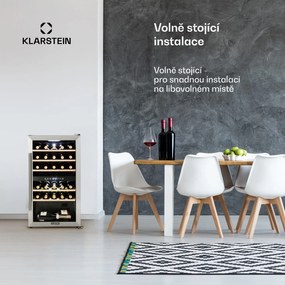 Klarstein Vinamour 29D, vinotéka, 80 l/29 lahví, 2 zóny, 5-22 °C, dotykové ovládání
