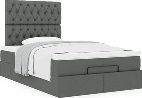 Osmanský rám postele s matrací tmavě šedá 120x200cm textil 3313231