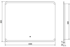 Mexen Nida, LED koupelnové zrcadlo s podsvícením 100x80 cm, 6000K, ochrana proti zamlžování, 9806-100-080-611-00