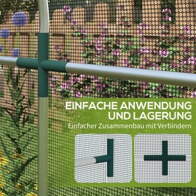 Outsunny síť proti hmyzu 1,2 x 3,6 m, zahradní síť s dvířky, stan na ochranu rostlin, síť proti škůdcům s ocelovým rámem, HDPE černá |