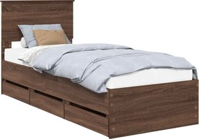 Rám postele se zásuvkou Hnědý dub 75 x 190 cm Inženýrské dřevo 3410762
