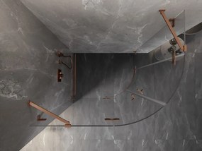 Mexen Lunar, půlkruhový sprchový kout naklápěcí doleva 100 x 80 cm, 8mm čiré sklo, profil měděná matná, 833-100L-080P-65-00