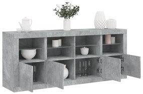 Příborník s LED osvětlením betonově šedý 163 x 37 x 67 cm 3209075