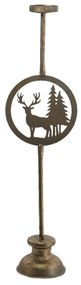 Mosazný antik kovový svícen s jelenem Smit – 13x9x48 cm