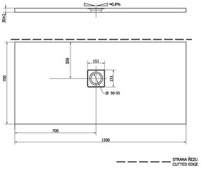 Polysan FLEXIA vanička z litého mramoru s možností úpravy rozměru, 150x70cm 90131