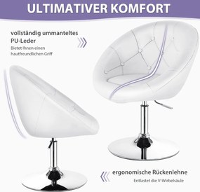 Costway Otočné kulaté křeslo s všívaným opěradlem a umělou kůží a chromovou