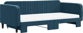 Válenda s přistýlkou a matracemi modrá 100 x 200 cm samet 3197093