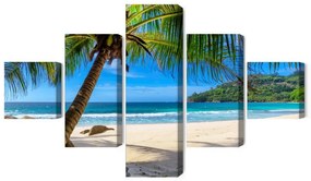 Vícedílný obraz Tropická Pláž S 3D Palmou Nedostatek Nedostatek Přírodní plátno 150x90