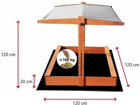 Sun Active Dřevěné pískoviště se stříškou Slim, šedé - 120 cm