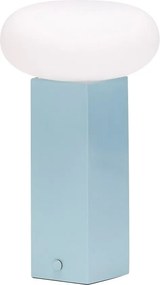 Modrá kovová LED stmívatelná stolní lampa se skleněným stínidlem (výška 20 cm) Low – Hübsch