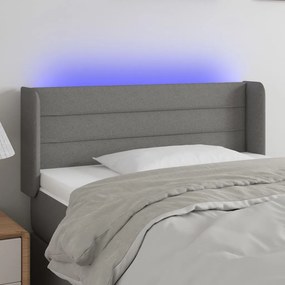 Čelo postele s LED tmavě šedé 93 x 16 x 78/88 cm textil 3123359