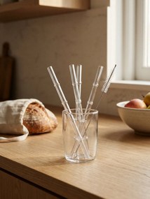 Sinsay - Sada skleněných brček s čisticím kartáčkem 5 pack - clear