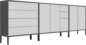 XXXLutz ŠIROKÁ KOMODA, antracitová, bílá, 263,5/86/33 cm MID.YOU - Komody na nožičkách - 001067013103