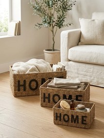Sinsay - Pletený úložný koš s nápisem Home - béžová