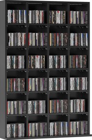 HOMCOM Knihovna na CD a DVD, Multimedia Skříň se 24 Přihrádkami, max. Kapacita 480 CD/312 DVD, Dřevěná Knihovna s Nastavitelnými Policemi, 89 x 20 x 1