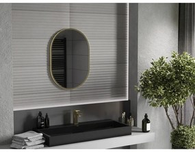 Mexen Loft, oválné koupelnové zrcadlo 70 x 50 cm, barva rámu zlatá lesklá, 9851-070-050-000-50