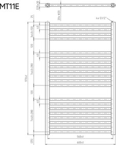 Mereo Mereo, Otopný žebřík rovný, bílý, elektrický, MT11E
