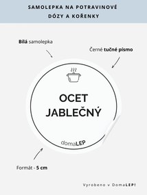 Samolepka na dózu CUKR KOKOSOVÝ – bílá, 5 cm, tučné písmo