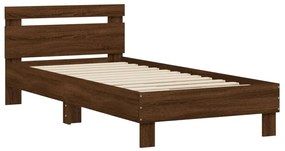 vidaXL Rám postele s čelem hnědý dub 90 x 190 cm kompozitní dřevo