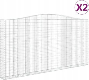 vidaXL Gabionové koše, 2 ks, 400 x 30 x 200/220 cm, galvanizované železo