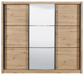 Šatní skříň s posuvnými dveřmi a zrcadlem Debby 245 - dub artisan