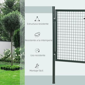 HOMCOM Ocelová zahradní brána s uzamykatelnou rukojetí a 3 klíči, blokující dveře pro venkovní patio a terasu 97x150 cm Zelená
