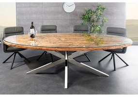 Massive home | Oválný jídelní stůl BARRACUDA 220cm, teak+sklo