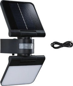 P 94609 Solární LED osvětlení zdí Lesla pohybové čidlo (IR) IP65 hranaté 150x130mm 3000K 12,5W antracit umělá hmota - PAULMANN
