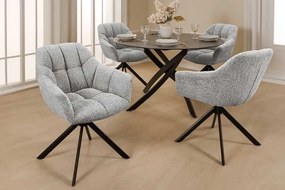 Designová otočná židle s područkami Papillon šedá bouclé