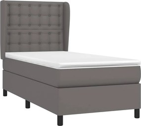 Box spring postel s matrací šedá 90x200 cm umělá kůže 3129013