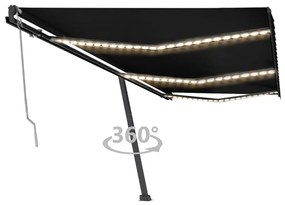 Automatická markýza LED a senzor větru 600 x 350 cm antracitová,  3069894