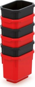 Sada úložných boxů 6 ks TITANIO 11 x 7,5 x 26,3 cm černo-červená