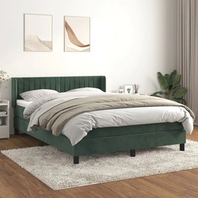 vidaXL Box spring postel s matrací tmavě zelená 140x190 cm samet