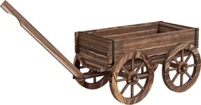 Květinový box Outsunny v designu vozíku, rostlinný vozík s rukojetí, květinový box, stojan na květiny do zahrady, na terasu, nosnost až 30 kg, antraci