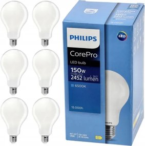 6x LED žárovka E27 PHILIPS 17,5W 2452lm studená barva 6500k prémiová