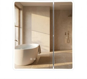 Rea Rea, LED zrcadlová skříňka s osvětlením 60x70 cm, plast, M1011-60, bílá-šedá, REA-M0100