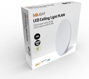 Solight LED stropní světlo Plain, 15W, 1200lm, 4000K, kulaté, 26cm