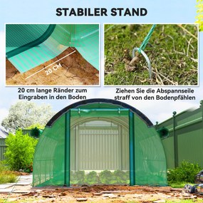polytunelový skleník 4 x 3 x 2 m s ochrannou sítí proti slunci, rolovací boční stěny, plastový kryt, ocelový rám, zelený