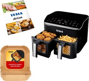 TESLA AirCook DualHeat QD464 XXL - multifunkční duální digitální horkovzdušná fritéza