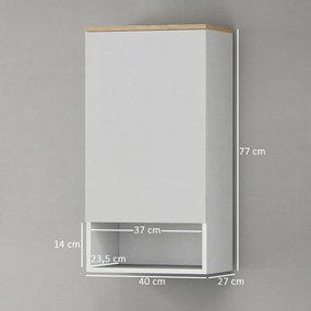 HOMCOM Koupelnová skříňka, nástěnná skříňka s dveřmi, nastavitelnými policemi, rozměry 40 x 27 x 77 cm, bílá