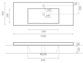 Bathco 0515 - Zápustné umyvadlo COLLOTO 100x40 cm pryskyřice/bílá