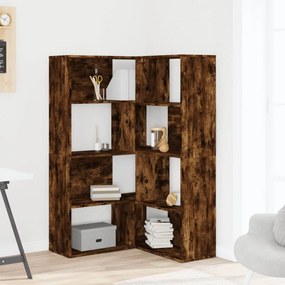 Rohová knihovna 4patrová kouřový dub 85 x 85 x 140 cm kompozit 3307814