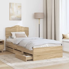 Rám postele s čelo Sonoma dub 100 x 200 cm Inženýrské dřevo 3413035