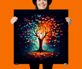 Plakát - Barevný motýlí strom života FeelHappy.cz Velikost plakátu: 40 x 40 cm