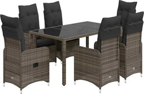 5dílný zahradní bistro set s poduškami šedý polyratan 3277036